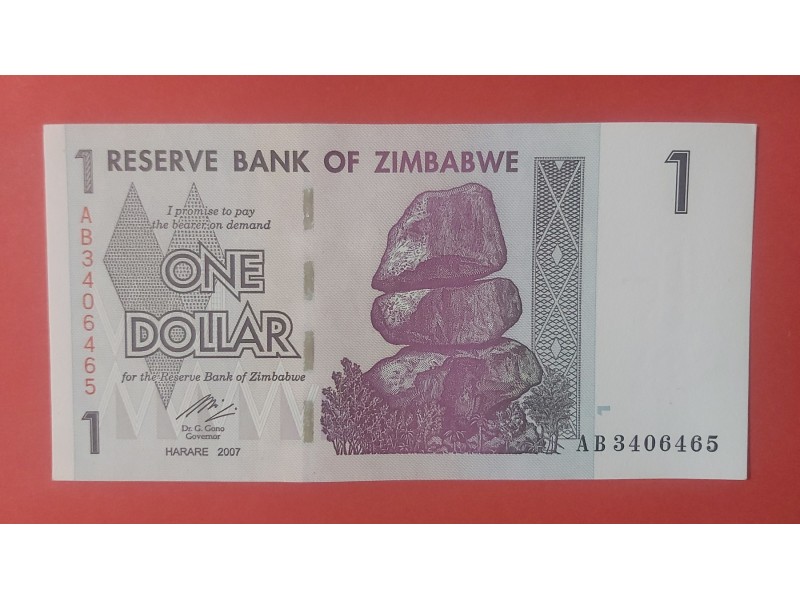 1 dollar 2007 god Zimbabwe UNC