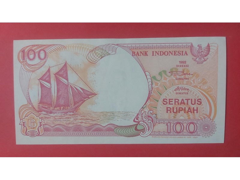 100 rupiah 1992 god Indonezija UNC