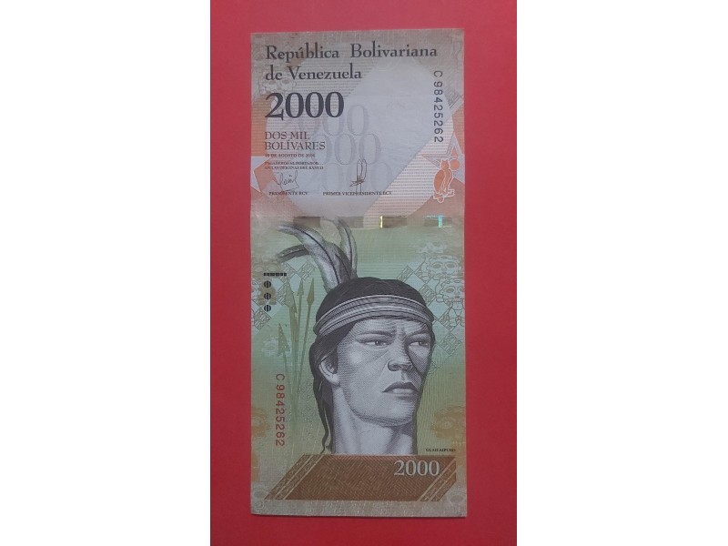 2.000 bolivares 2016 god Venecuela UNC