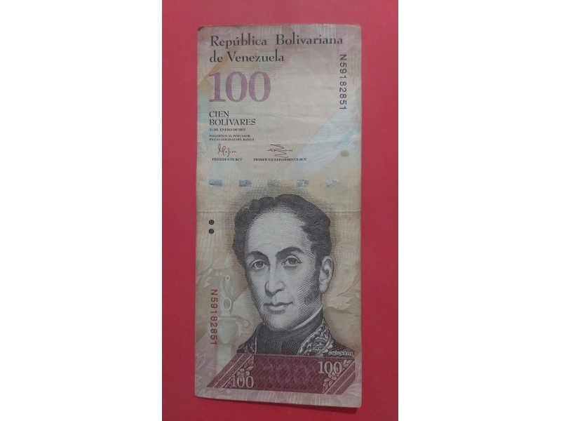 100 bolivares 2012 god Venecuela f