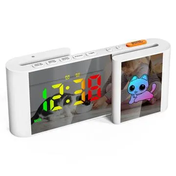 S-SHAPE RGB CARTOON ANIMAL DUAL SCREEN ALARM CLOCK FOR KIDS