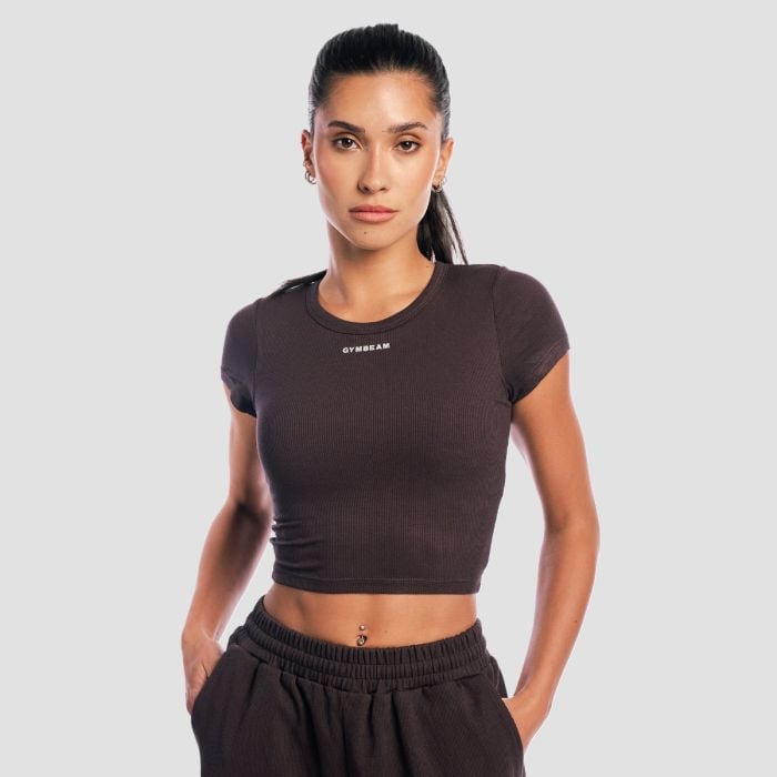 Ženska majica Aura Cropped Tee Brown - GymBeam