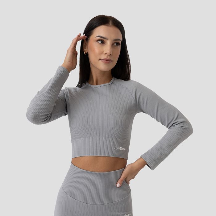 Ženski crop top Ribbed FLO Grey - GymBeam