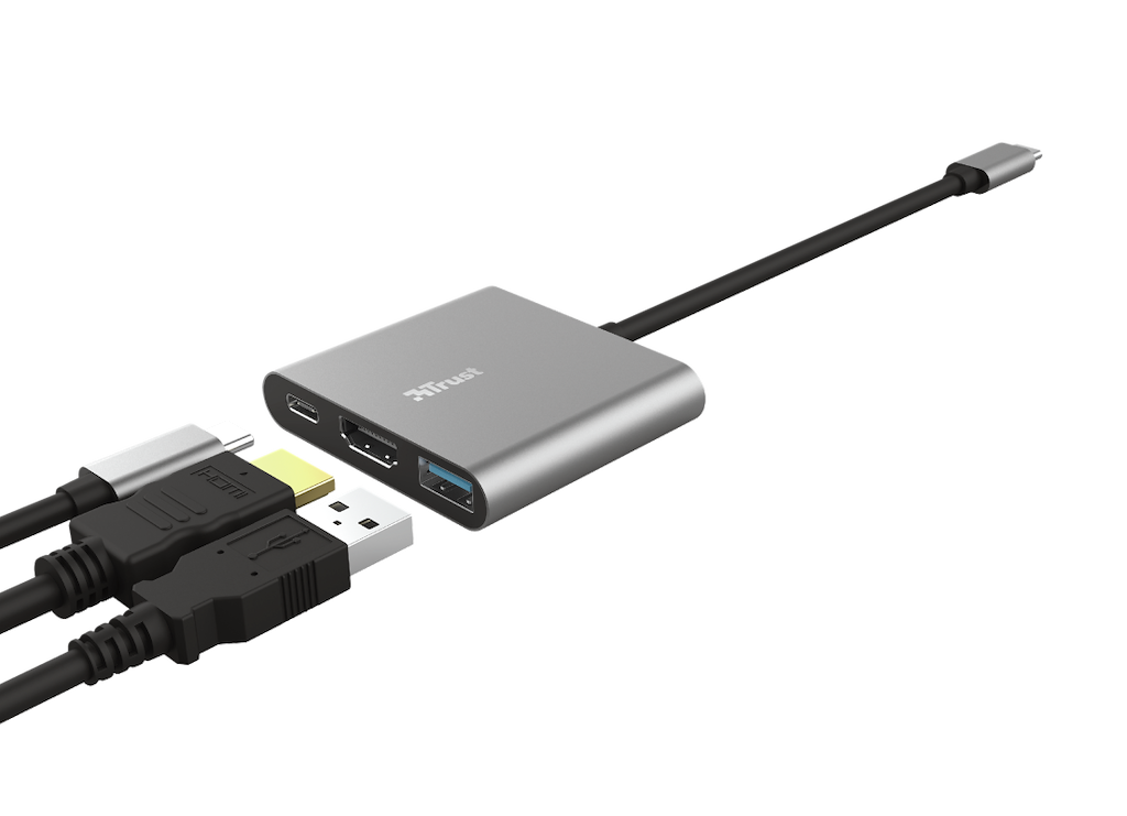 Adapter TRUST DALYX USBC/3in1/Aluminjum/siva