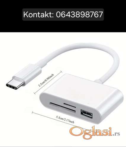 3 u 1 čitač USB TF SD kartica na tip c