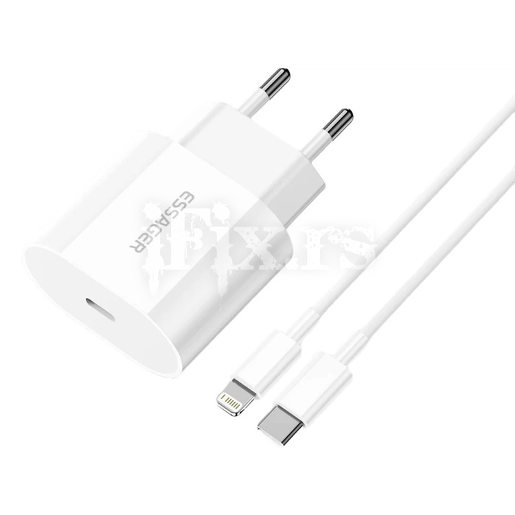 Set adapter + USB-C na Lightning kabl 1m PD 20W Essager EFJB02-XBL02-T za iPhone