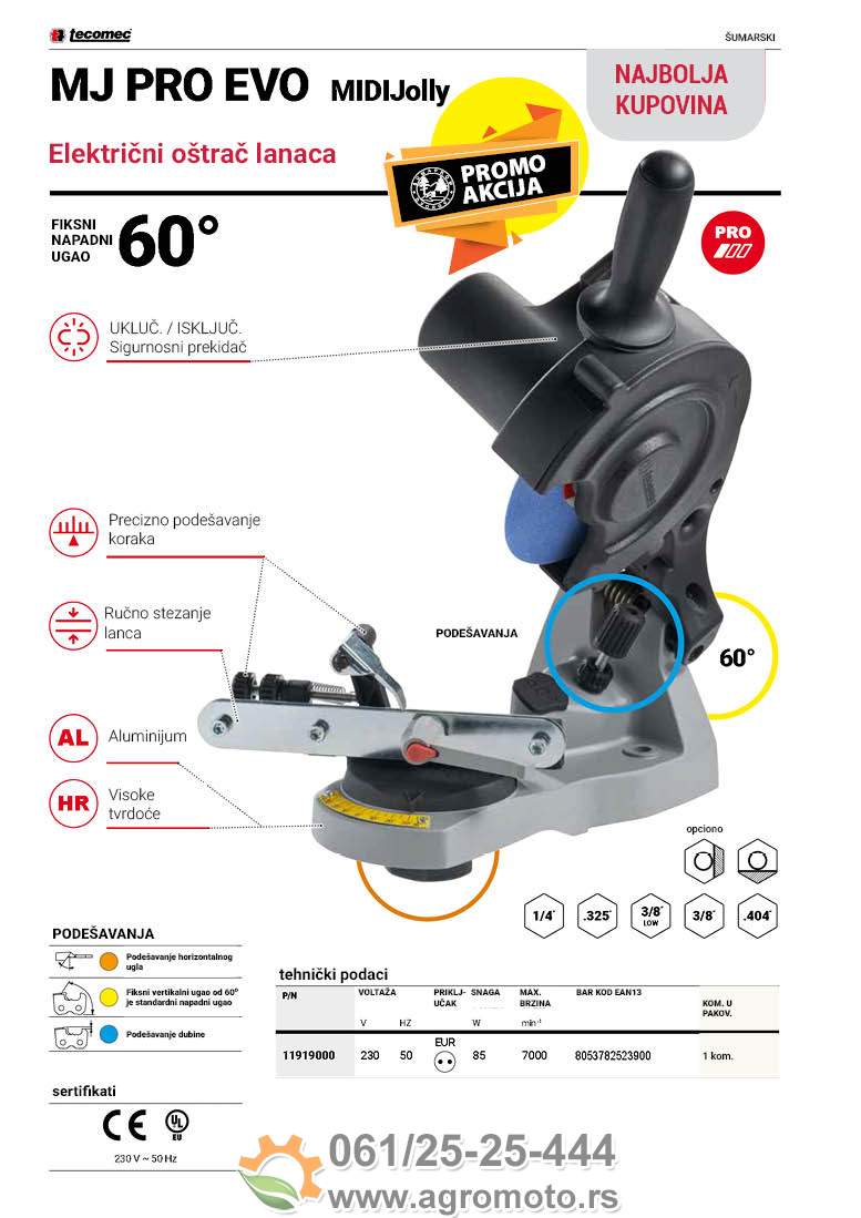 Oštrač lanca za motorne testere MJ PRO EVO MIDI Jolly Tecomec