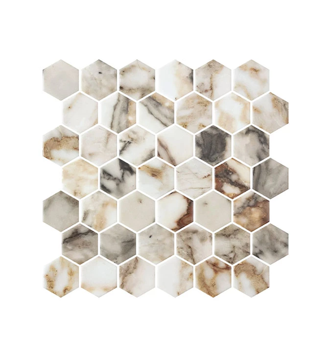 UPSCALE MARBLES HEX XL arabescato gold matte 28.6x28.4