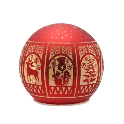 Novogodišnja stona LED lampa - Regal Tidings Light Up Globe Christmas Windows, Red