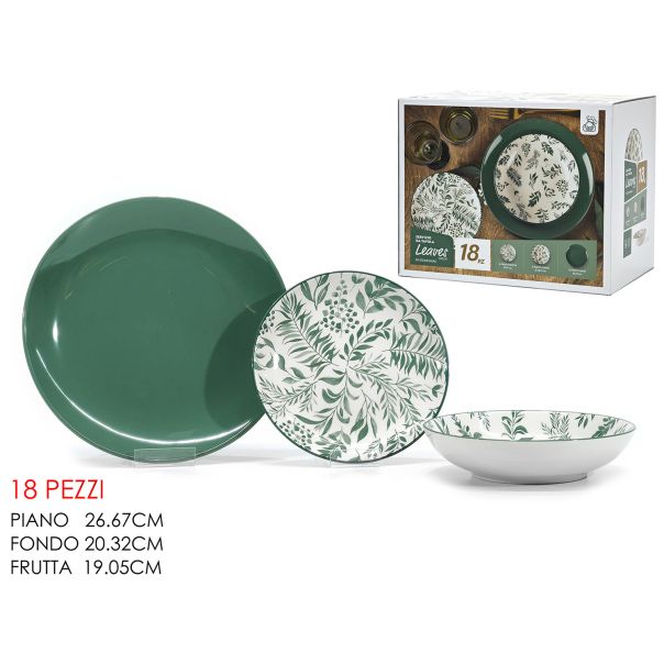 GUSTO CASA Set 18/1 porcelan Leaves Verde