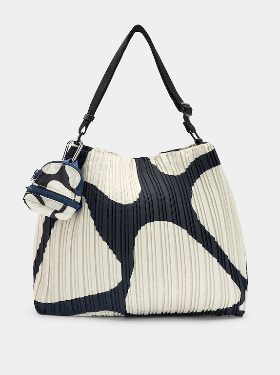 PLEATED PRINTED NYLON SHOULDER BAG
