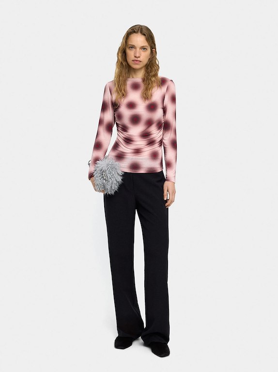 PRINTED SWEATER WITH DRAPING