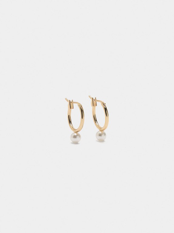 TUBULAR HOOP EARRINGS WITH PEARLS