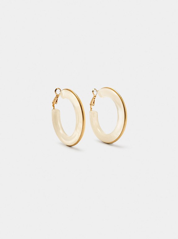 HOOP EARRINGS WITH RESIN STONE EFFECT
