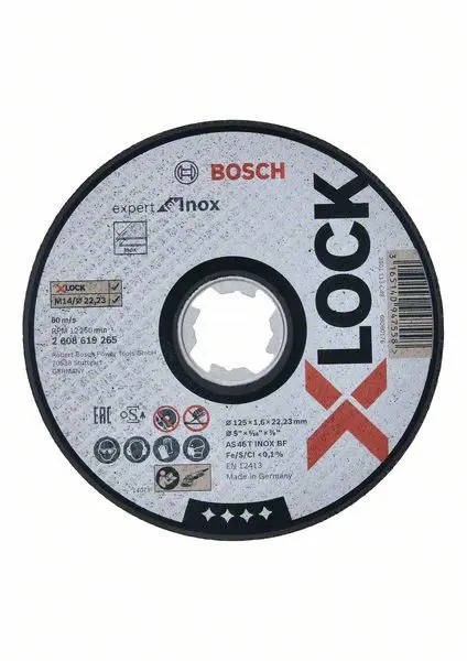 BOSCH X-LOCK Expert for Inox 125x1,6x22,23 za ravno sečenje 2608619265, AS 46 T INOX BF, 125 mm, 1,6 mm