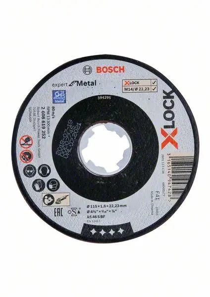 BOSCH Disk za ravno sečenje X-LOCK Expert for Metal 115x1,6x22,23 Bosch 2608619252, AS 46 S BF, 115 mm, 1,6 mm