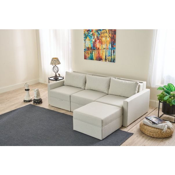 ATELIER DEL SOFA Ugaona garnitura Saros, krem