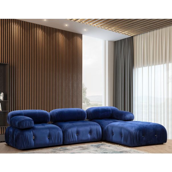 ATELIER DEL SOFA Modularna ugaona garnitura Bubble Velvet, plava
