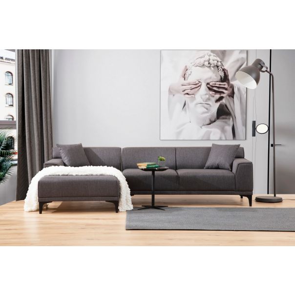 ATELIER DEL SOFA Ugaona garnitura Petra, leva, antracit