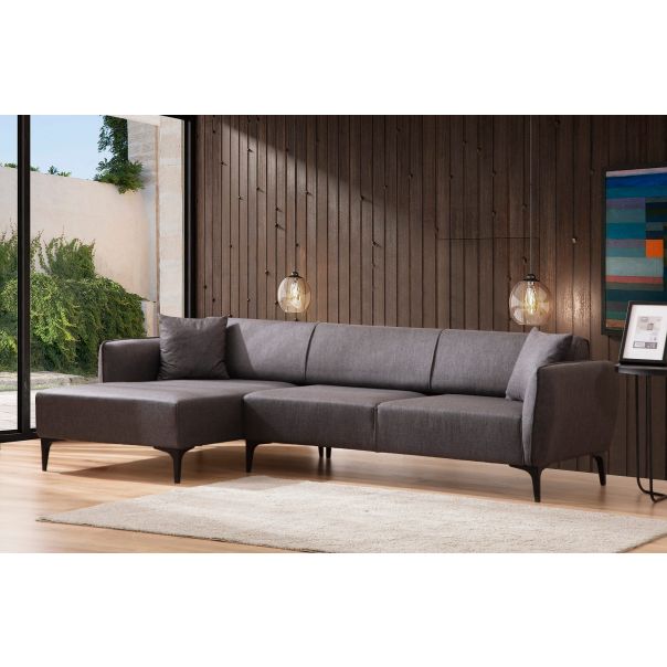 ATELIER DEL SOFA Ugaona garnitura Belissimo, leva, tamno siva