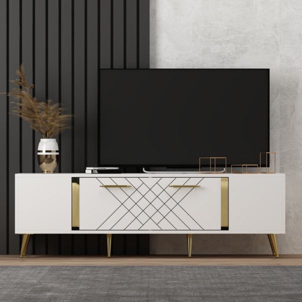 HANAH HOME TV polica Detas White Gold