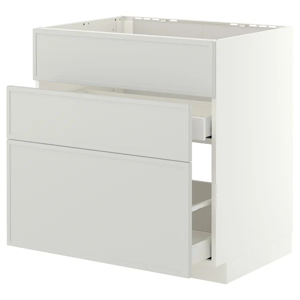 Pod.element sudop. i 3front/2fioke, bela/Aspudden svetlosiva, 80x60 cm