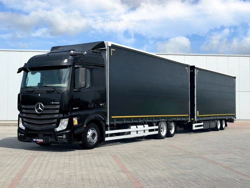 Mercedes-Benz ACTROS 2545 / ZESTAW TANDEM 120 M3 / PRZEJAZDOWY / 7,75 M + 7,75 kamion sa klizna zavesa cerada + prikolica sa kliznom ceradom
