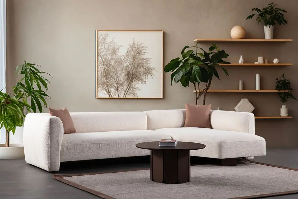 Atelier del Sofa Ugaona garnitura Rena, D ugao, 315x165x70 cm, Bela