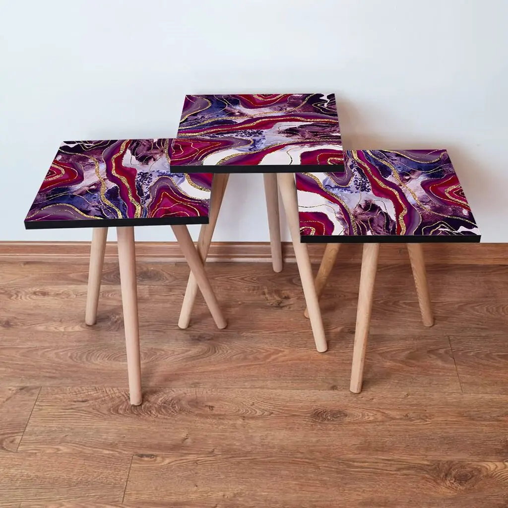 Hanah Home Set klub stočića 3Shp249, 3 komada, Šareni