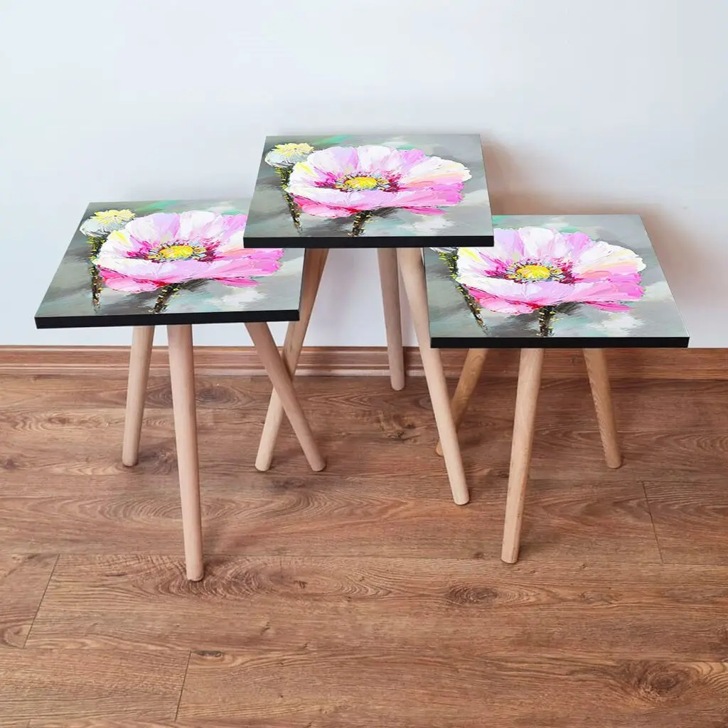 Hanah Home Set klub stočića 3Shp299, 3 komada, Šareni