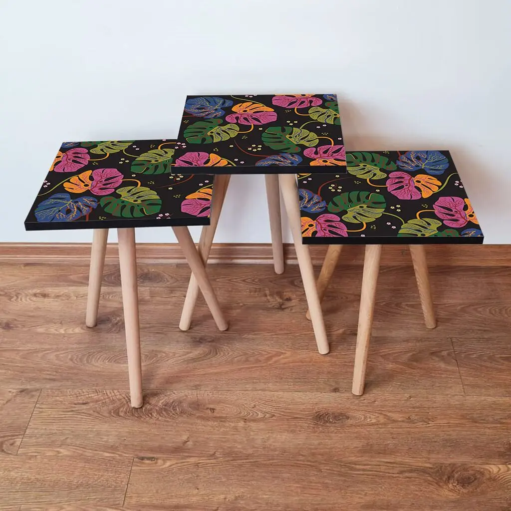 Hanah Home Set klub stočića 3Shp141, 3 komada, Šareni