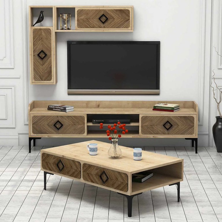 Hanah Home Set TV Komoda i klub sto Hrast