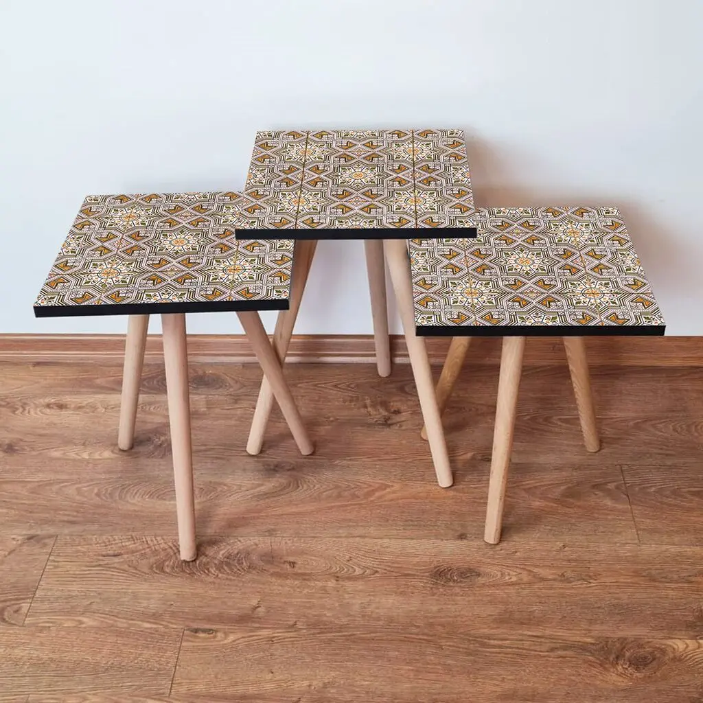 Hanah Home Set klub stočića 3Shp33, 3 komada, Šareni