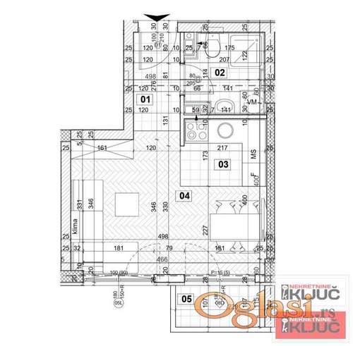 DETELINARA, 28m2, Garsonjera sa pdv