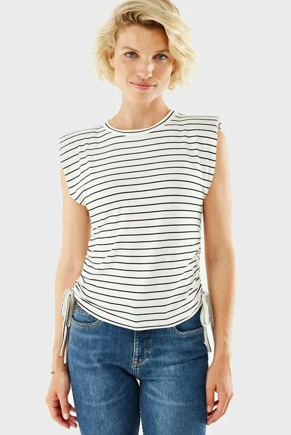 Mexx Ženska majica Stripe top DI2049023W, Prugasta, Teget-bela