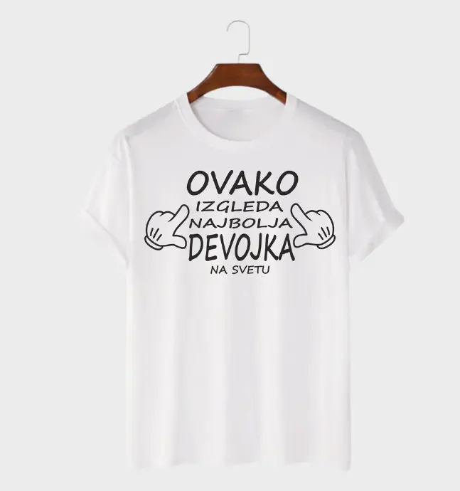 MAFIMI Ženska majica Ovako izgleda najbolja devojka, Bela