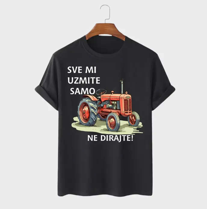 MAFIMI Muška majica Sve mi uzmite samo traktor ne dirajte, Crna