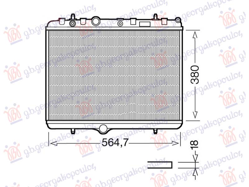 HLADNJAK MOTORA BENZIN-DIZEL (38x55x1.8) SA NOSACEM VENTILATORA (HELLA)