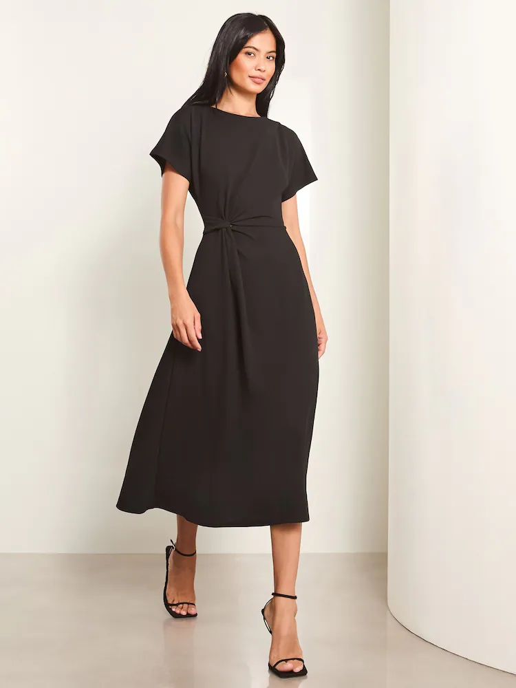 Crno - Lipsy Knot Side Midi Haljina