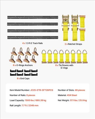 Komplet sina za vezivanje E-Track 4kom JC25-ETR-5F