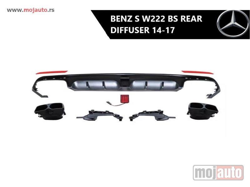 Mercedes S W222 BS zadnji difuzor sa led stop svetlom 14-17