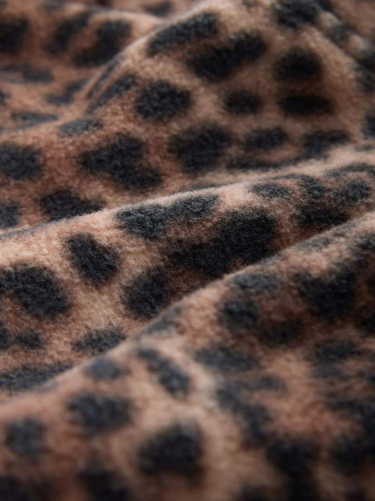 Leopard Print - Half Zip Fleece Dukserica sa kapuljačom