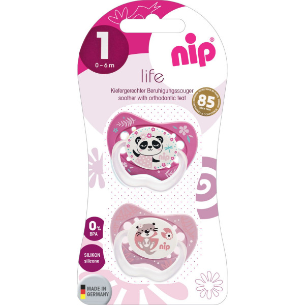 Nip laža Life,silikon 0-6m,2 kom, devojčice