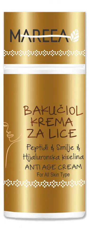 Mareea Anti-Age krema za lice sa smiljem, bakučilom, peptidima i hijaluronskom kiselnom Bakučiol, 50 ml