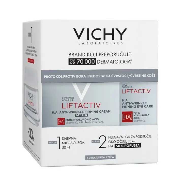 Vichy Set dnevne nege za lice protiv bora Liftactiv Supreme 50ml + Liftactive krema za oči 15ml