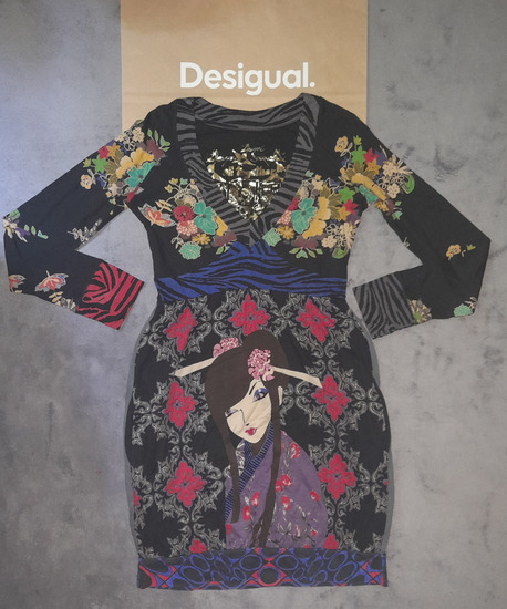 Desigual sivo,ljubicasta haljina/tunika S/M%