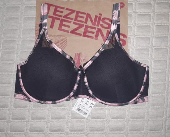 Tezenis crna cipka roze anumal obod 85D NOVO!%