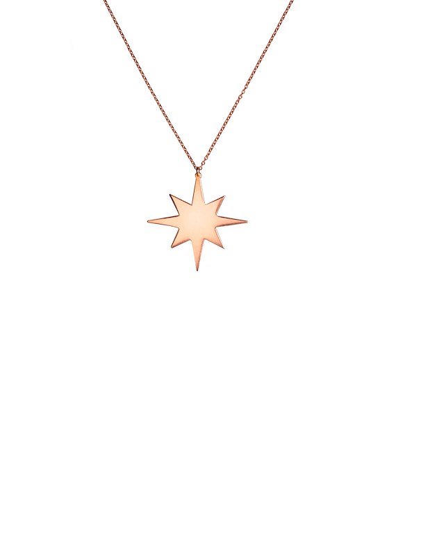 North star necklaces rose gold pleated