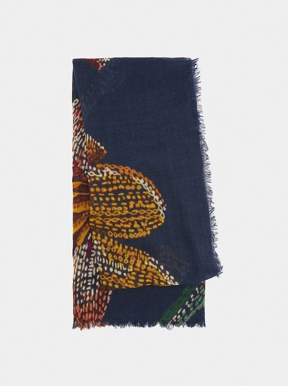 FLORAL PRINTED WOOL SCARF