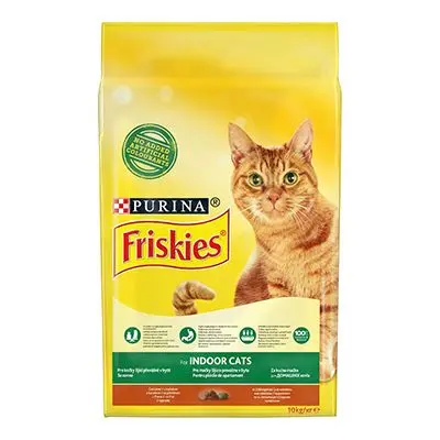 FRISKIES PURINA Suva hrana za mačke, Piletina i povrće, 10 kg, INDOOR